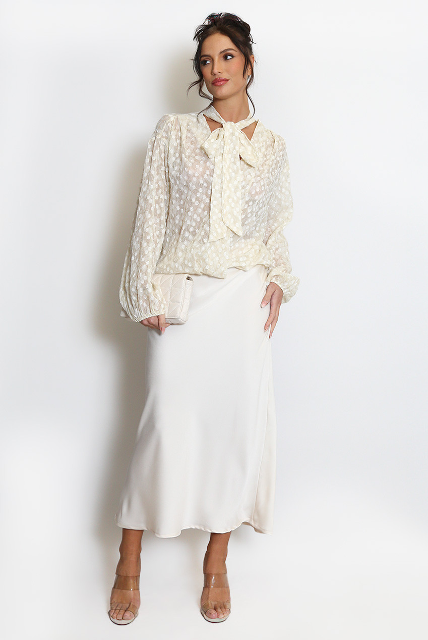 Cross Over Blouse With Neck Tie - Buy Fashion Wholesale in The UK