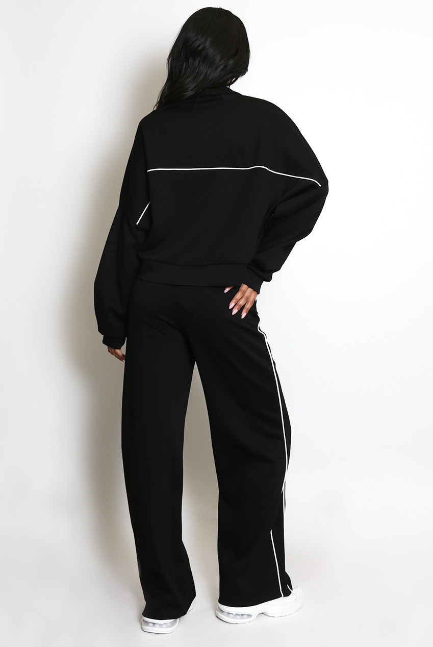 Zip Sweatshirt And Jogger Set With Piping - Buy Fashion Wholesale in The UK