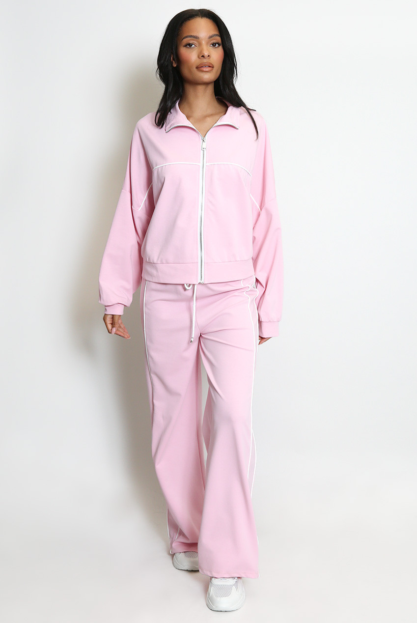 Zip Sweatshirt And Jogger Set With Piping - Buy Fashion Wholesale in The UK