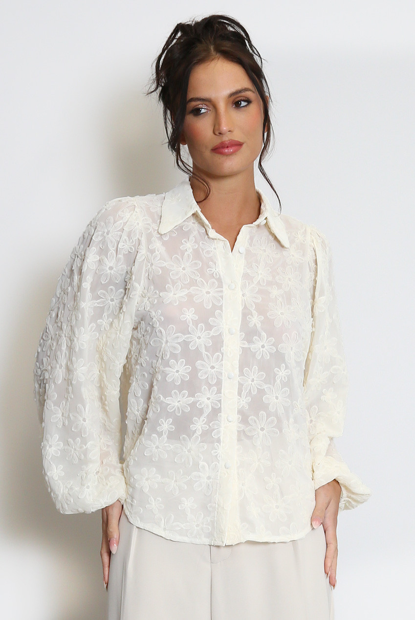 Appliqued Floral Sheer Blouse - Buy Fashion Wholesale in The UK