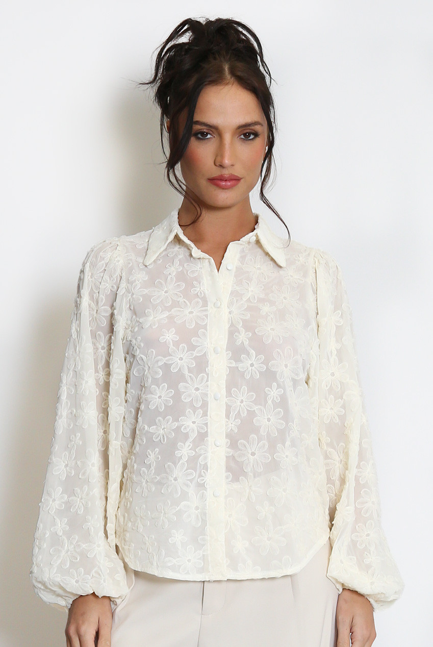 Appliqued Floral Sheer Blouse - Buy Fashion Wholesale in The UK