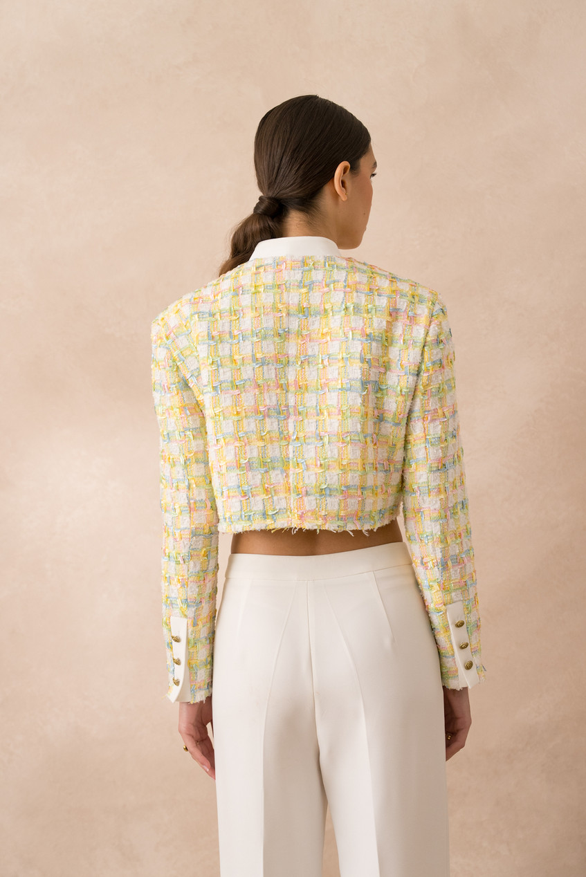 Check Tweed Boxy Cropped Blazer- Buy Fashion Wholesale in The UK