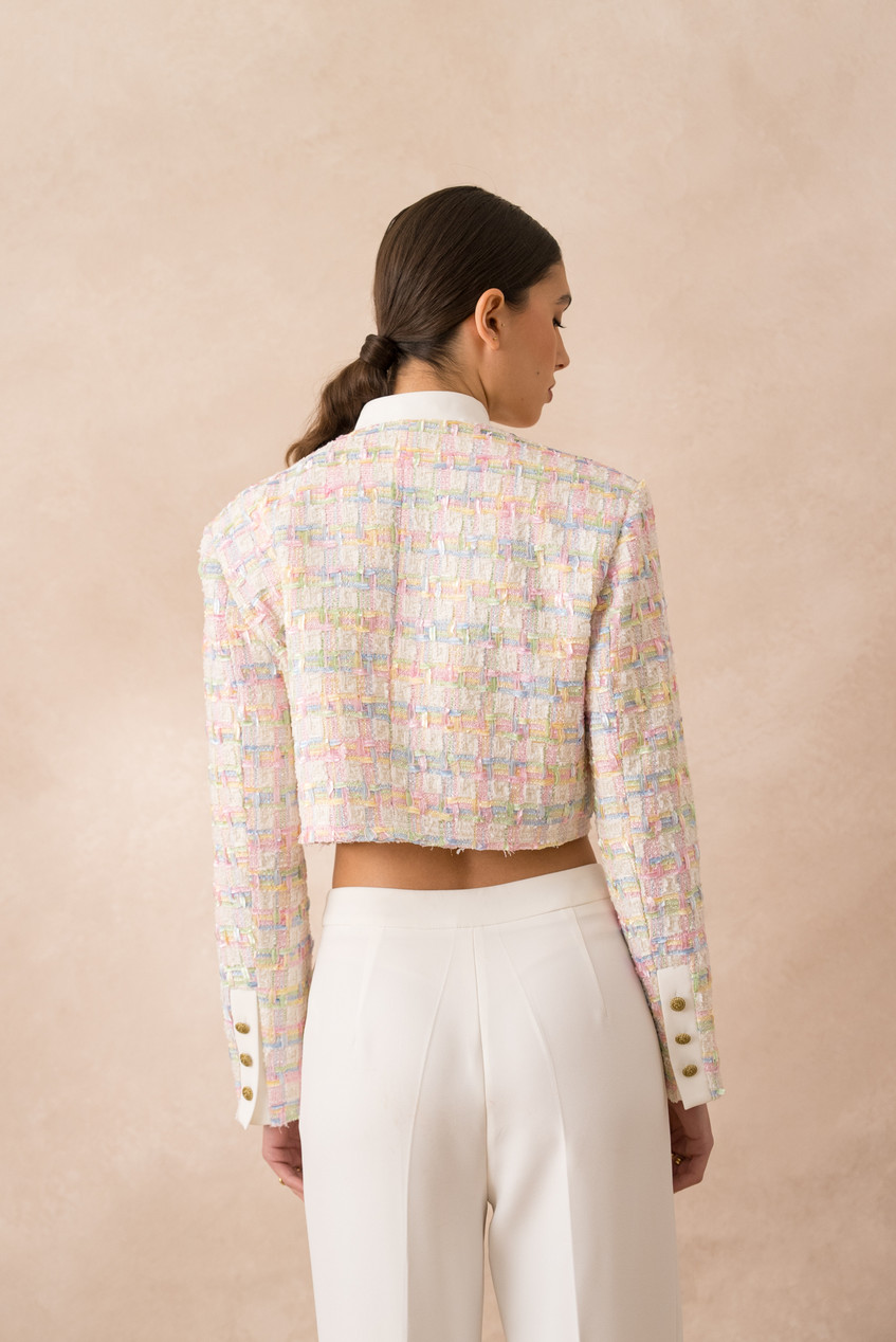 Check Tweed Boxy Cropped Blazer- Buy Fashion Wholesale in The UK