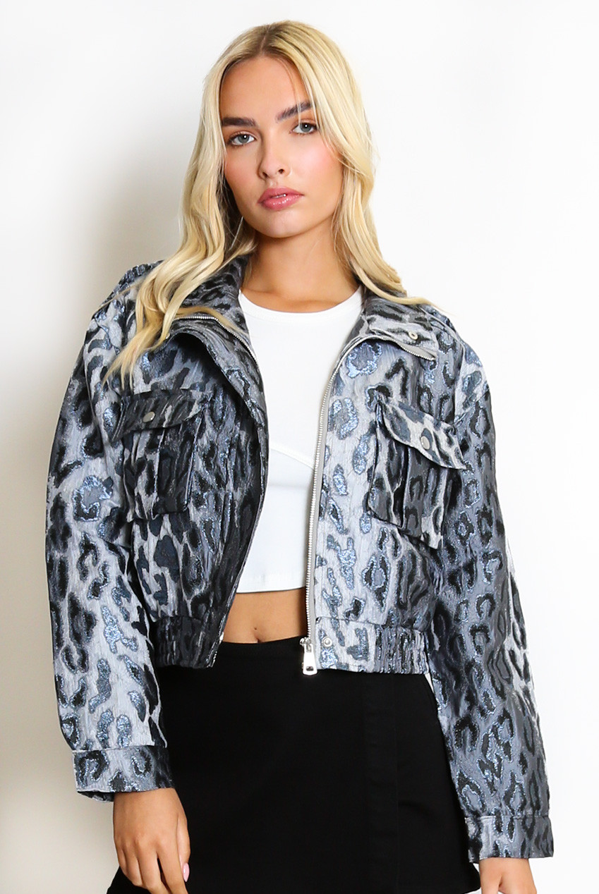 Leopard Cropped Zip Up Jacket - Buy Fashion Wholesale in The UK