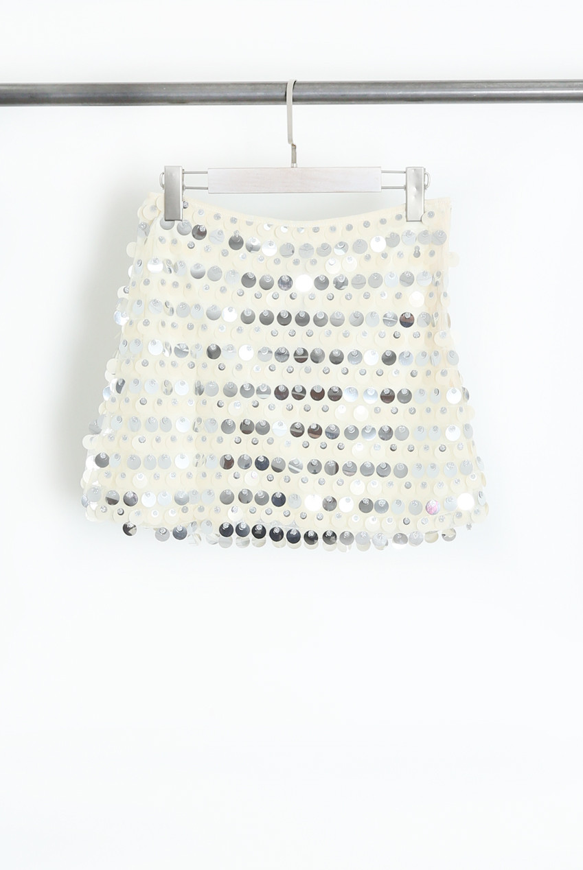 Cream Disc Sequin Mini Skirt - Buy Fashion Wholesale in The UK