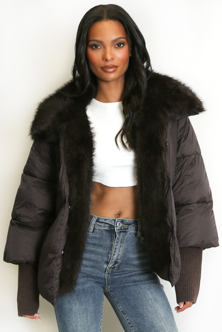 Knitted Cuff Puffer Jacket - Buy Fashion Wholesale in The UK
