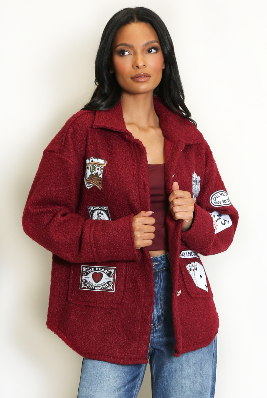 Patch Motif Borg Shacket - Buy Fashion Wholesale in The UK