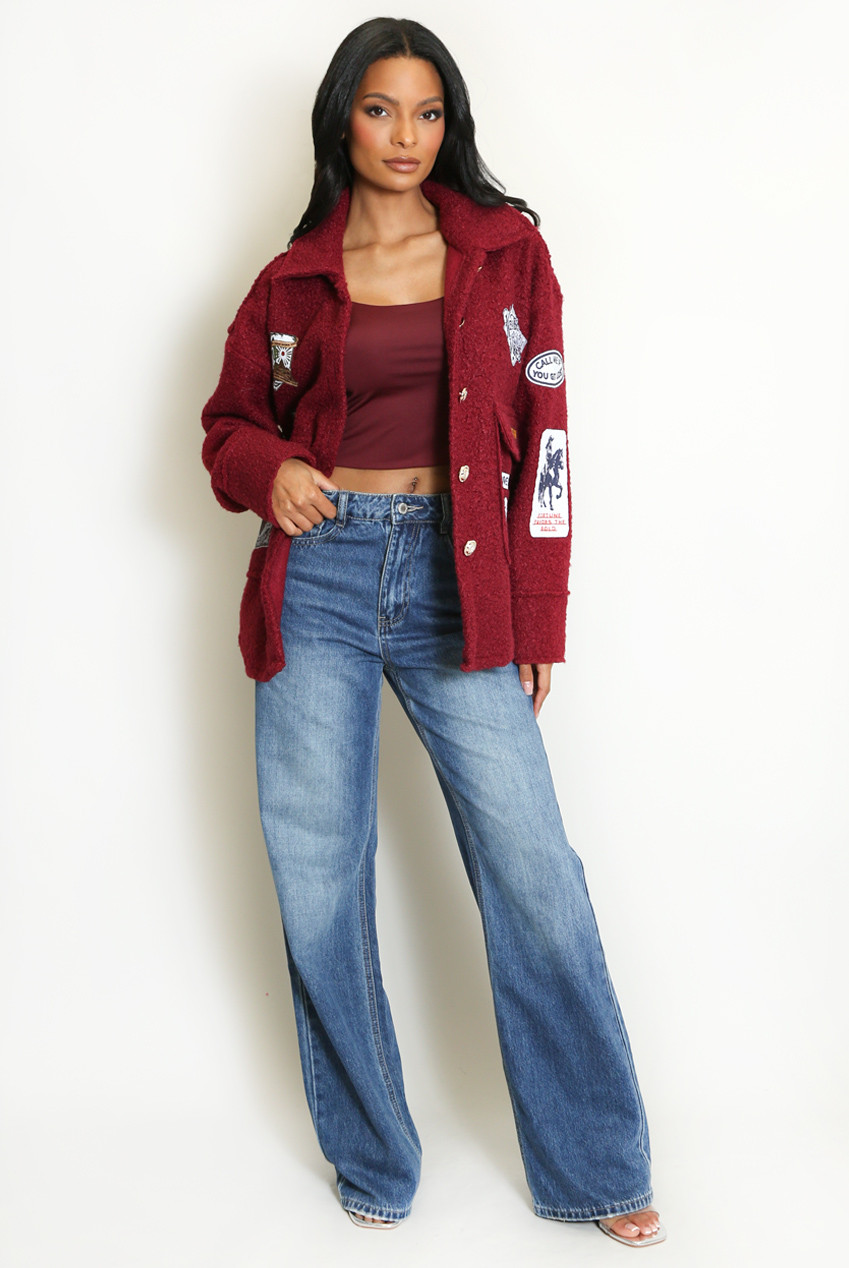 Patch Motif Borg Shacket - Buy Fashion Wholesale in The UK