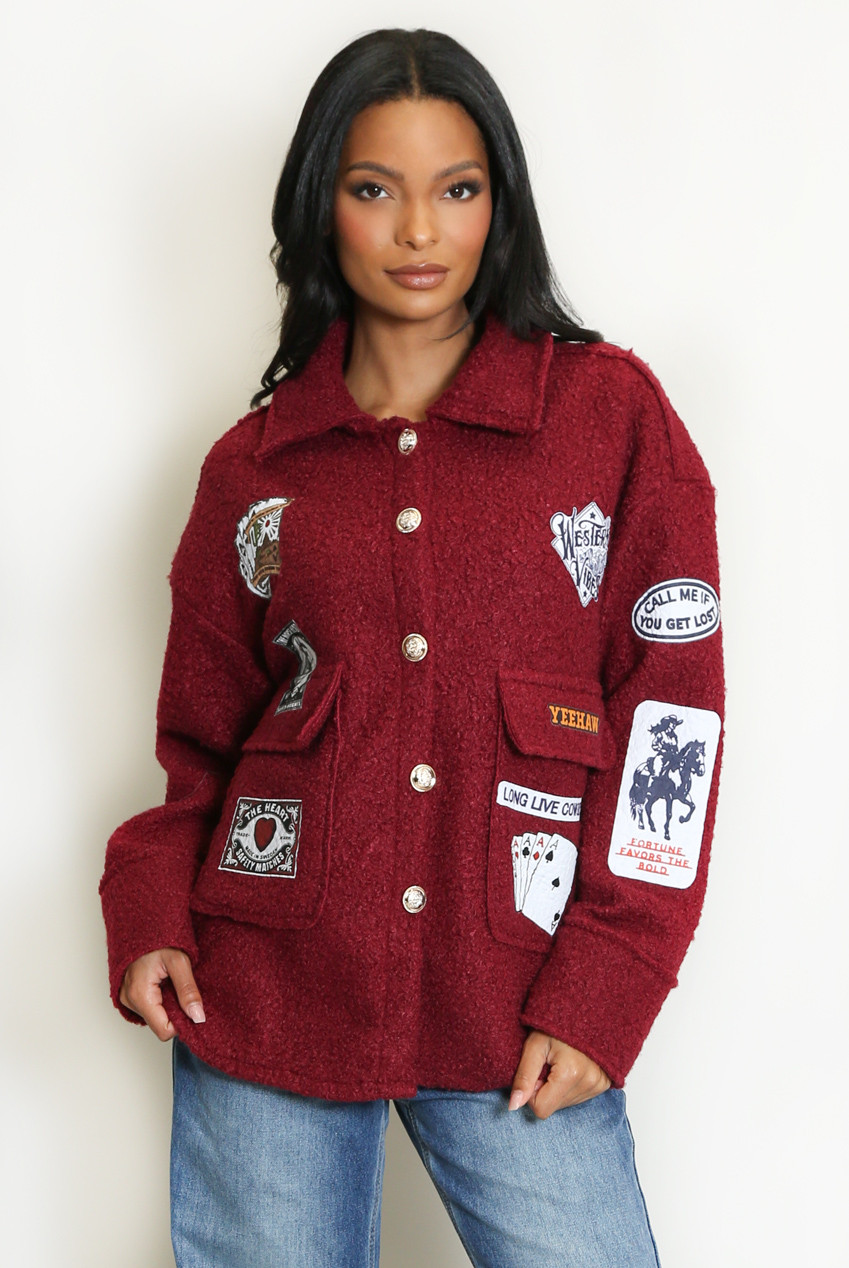 Patch Motif Borg Shacket - Buy Fashion Wholesale in The UK