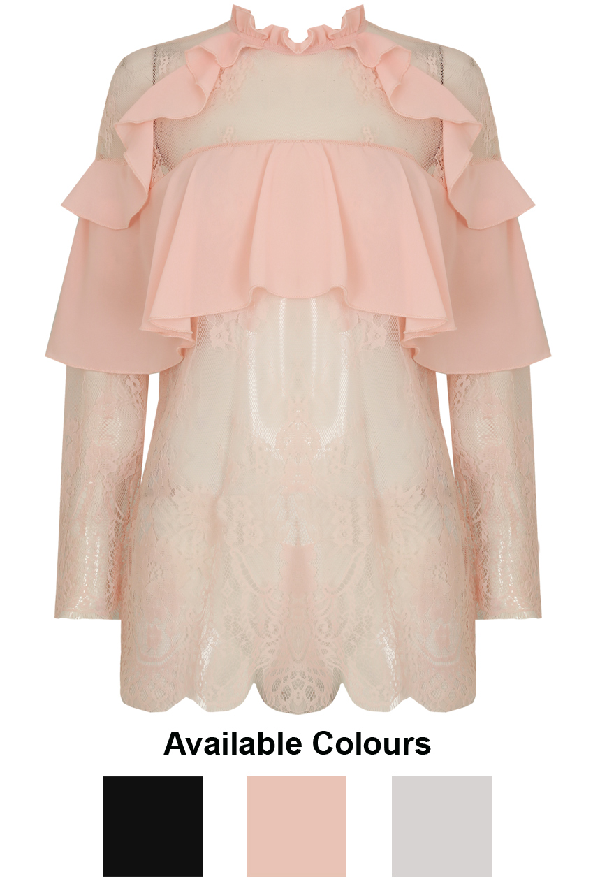 Floral Mesh Layered Tops - 3 Colours - Buy Fashion Wholesale in The UK