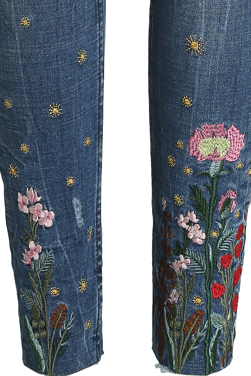Embroidered Denim Jeans with Ripped Knees - Buy Fashion Wholesale in The UK