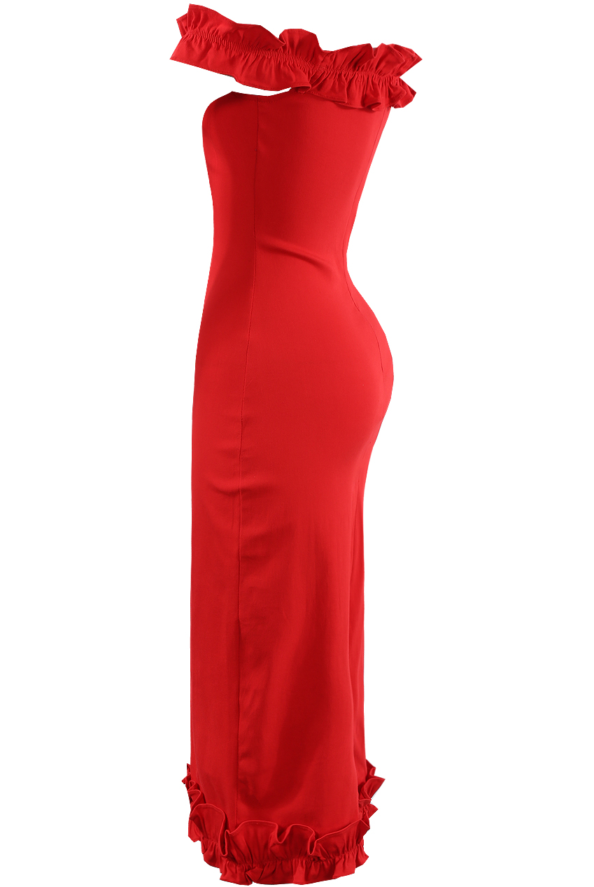 Ruffle Off The Shoulder Midi Dress - Buy Fashion Wholesale in The UK