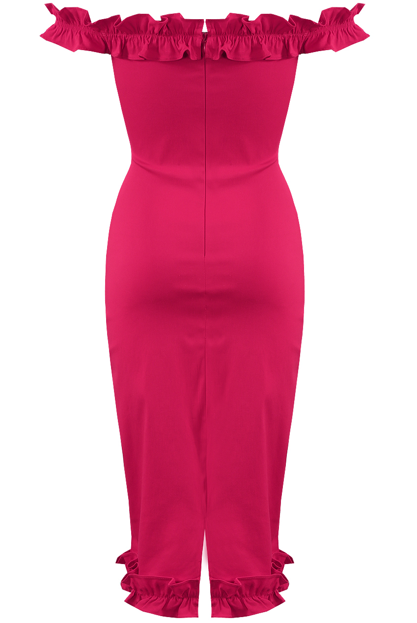 Ruffle Off The Shoulder Midi Dress - Buy Fashion Wholesale in The UK