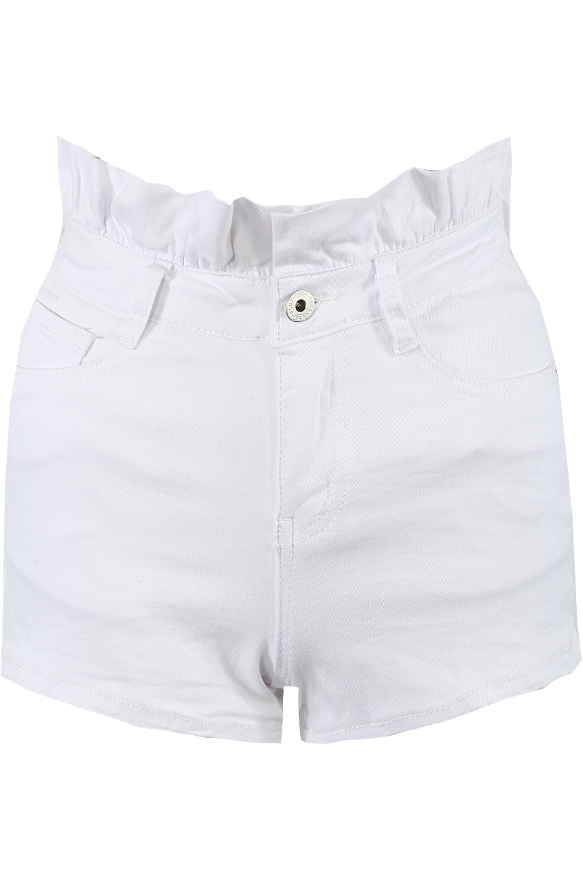 White Ruffle Waist Denim Shorts - Buy Fashion Wholesale in The UK