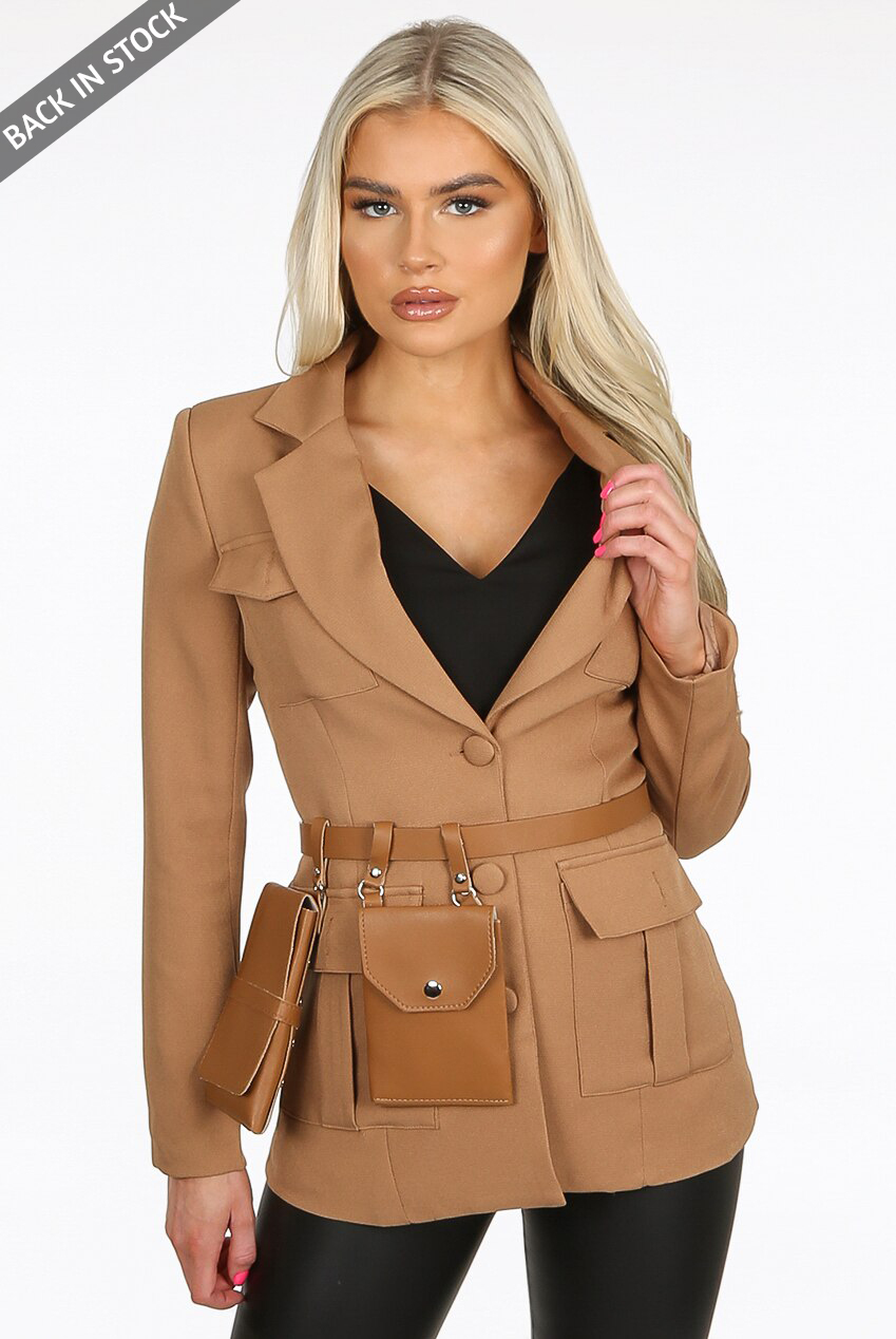 Double Pouch Belted Blazer - Buy Fashion Wholesale in The UK