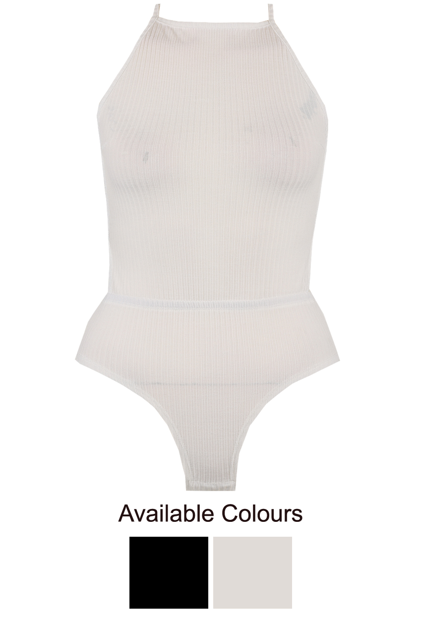 Ribbed Tie Cross Back Bodysuit - Buy Fashion Wholesale in The UK