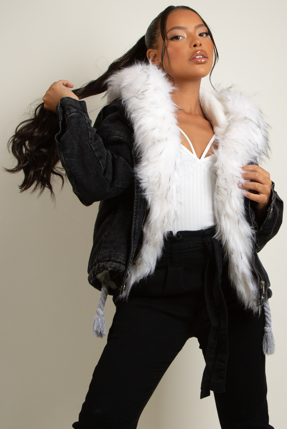 Fur Trim Front Pocketed Denim Jackets - Buy Fashion Wholesale in The UK