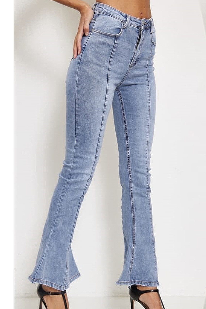 Mid Blue Denim Bell Bottom Jeans - Buy Fashion Wholesale in The UK