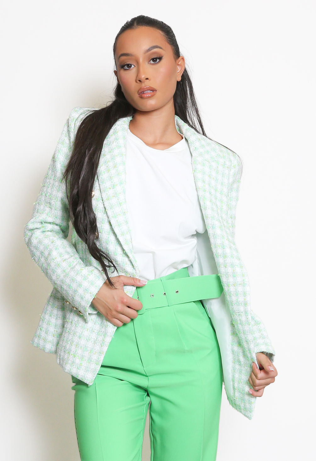 Metallic Pastel Check Double Breasted Blazer - Buy Fashion Wholesale in ...
