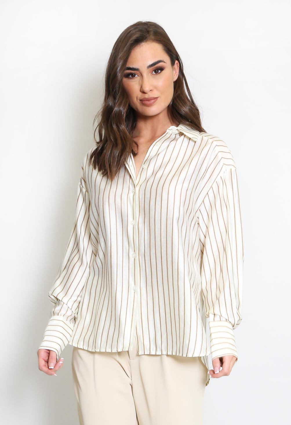 Striped Long Sleeve Blouse - Buy Fashion Wholesale in The UK