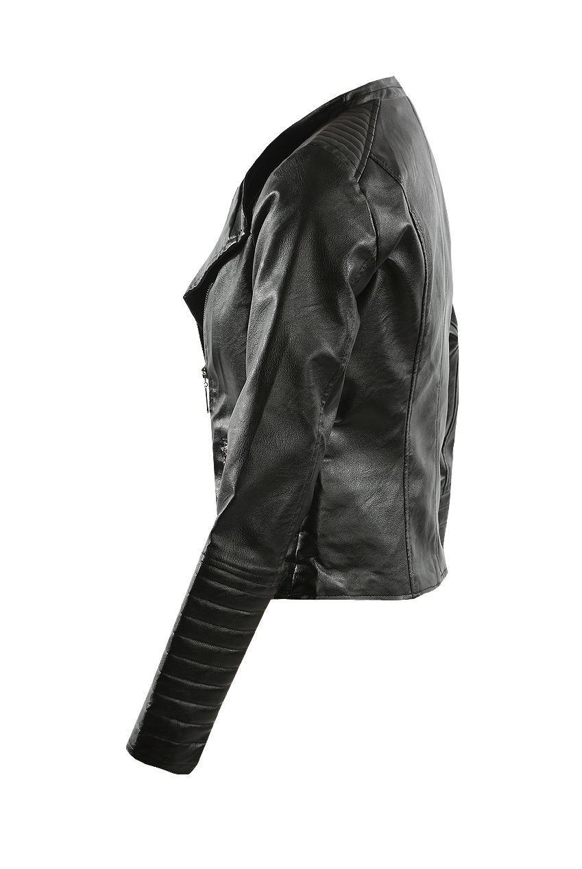 Black Side Zip Biker Jacket- Buy Fashion Wholesale in The UK