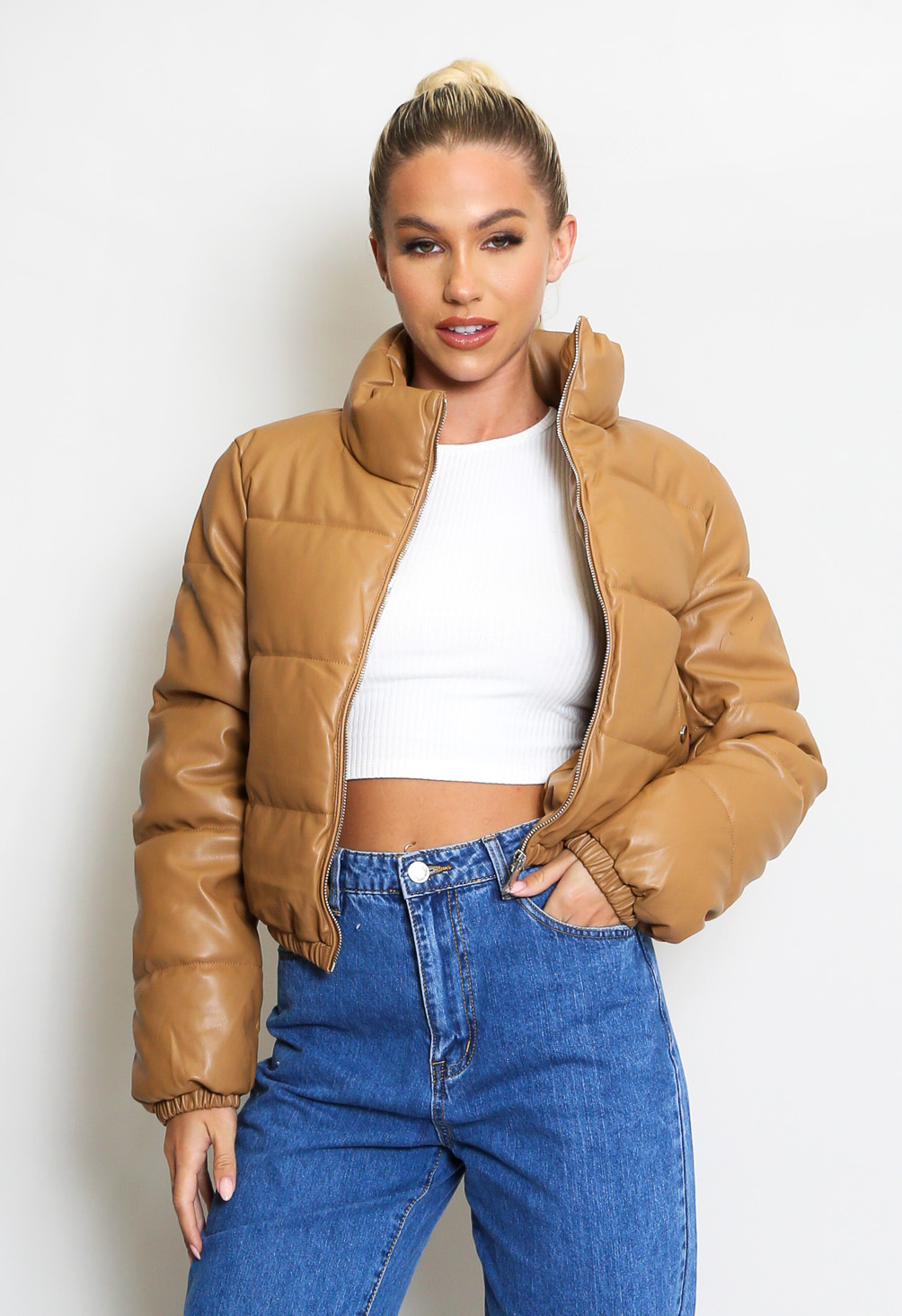 PU Cropped Puffer Jacket - Buy Fashion Wholesale in The UK