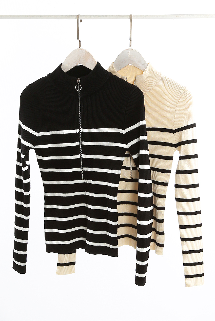 Striped Zip Front Jumper - Buy Fashion Wholesale in The UK