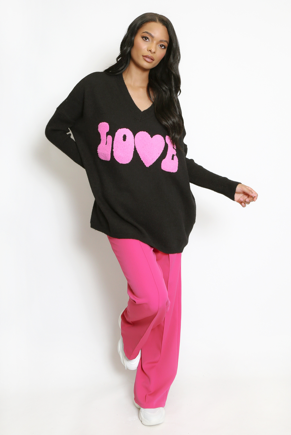 Love Slogan V Neck Jumper - Buy Fashion Wholesale in The UK