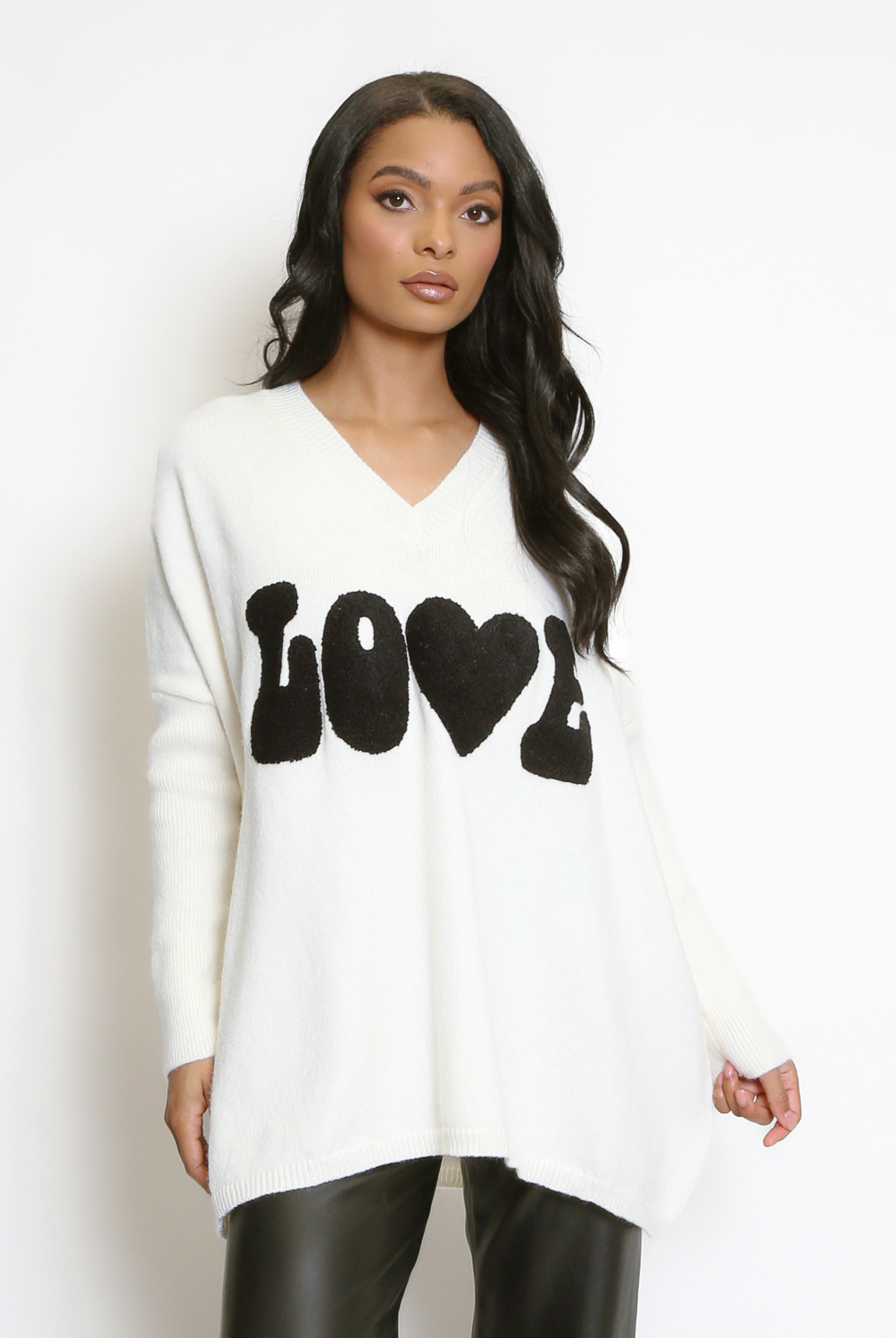 Love Slogan V Neck Jumper - Buy Fashion Wholesale in The UK