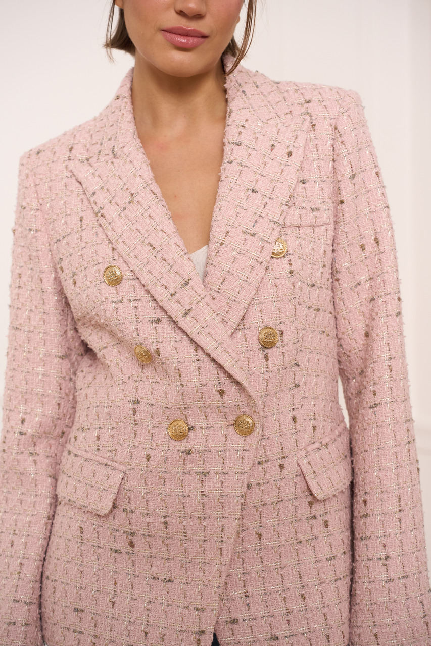 Tailored Tweed Check Double Breasted Blazer- Buy Fashion Wholesale in ...