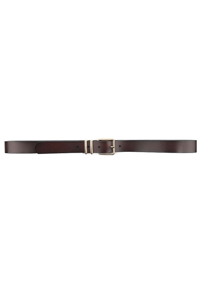 Leather Slim Double Bar Belt