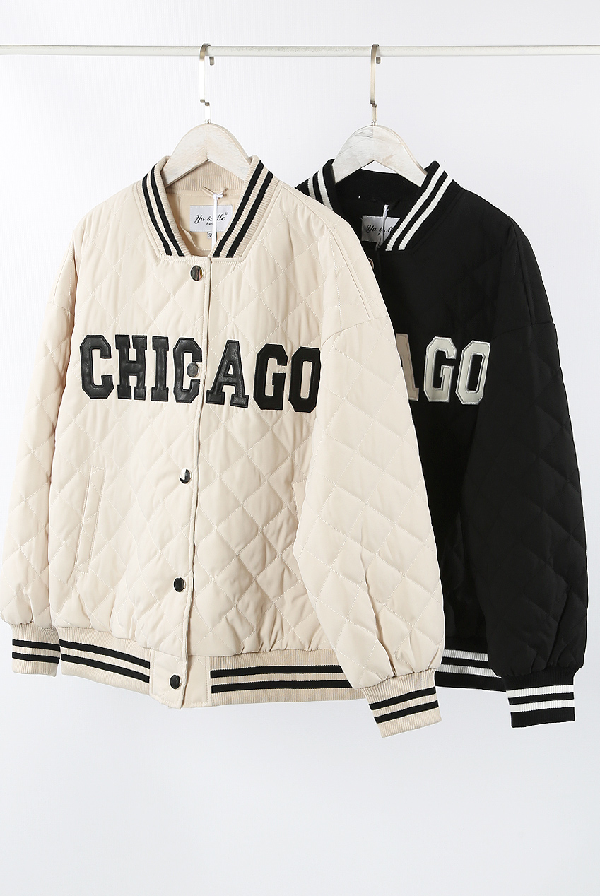 Chicago Slogan Quilted Jacket - Buy Fashion Wholesale in The UK