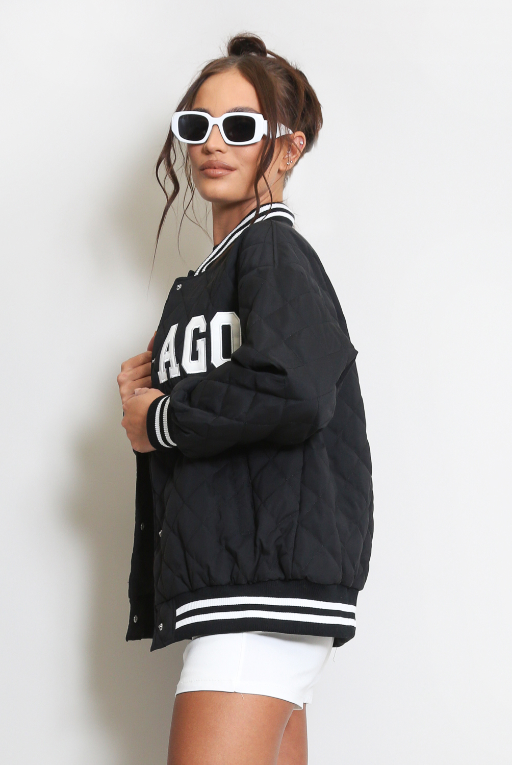 Chicago Slogan Quilted Jacket - Buy Fashion Wholesale in The UK