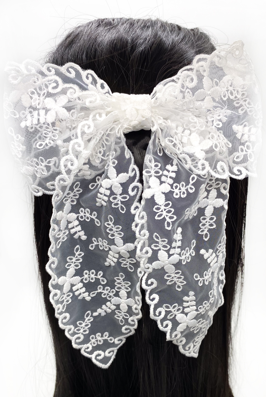 Oversized Floral Lace Hair Bow Clip - Buy Fashion Wholesale in The UK
