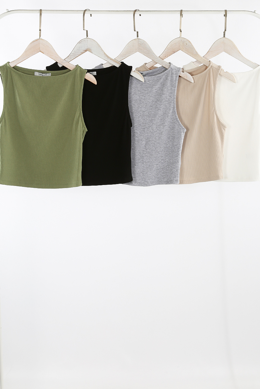 Fine Rib High Neck Crop Top - Buy Fashion Wholesale in The UK