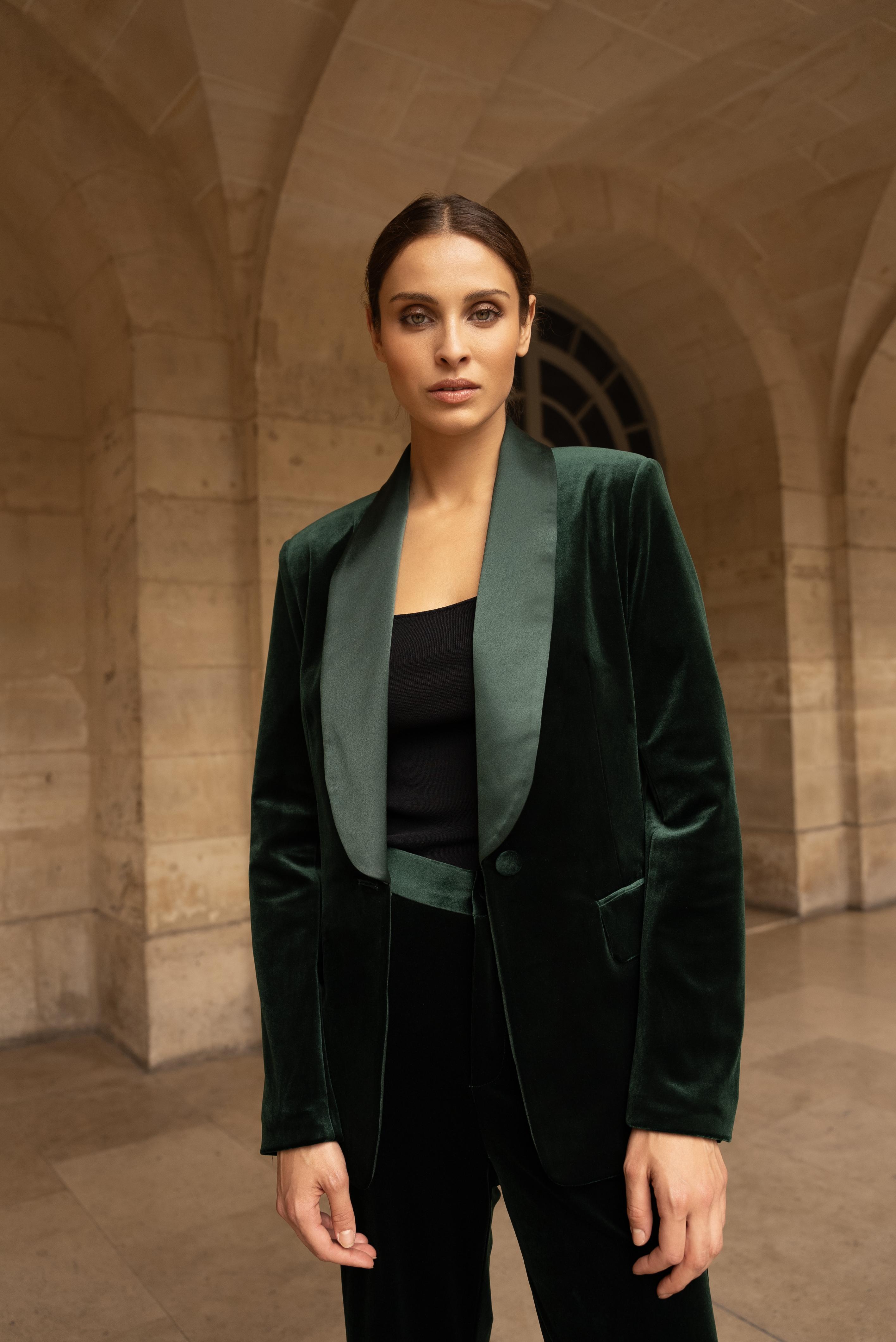 Velvet Shawl Lapel Blazer - Buy Fashion Wholesale in The UK
