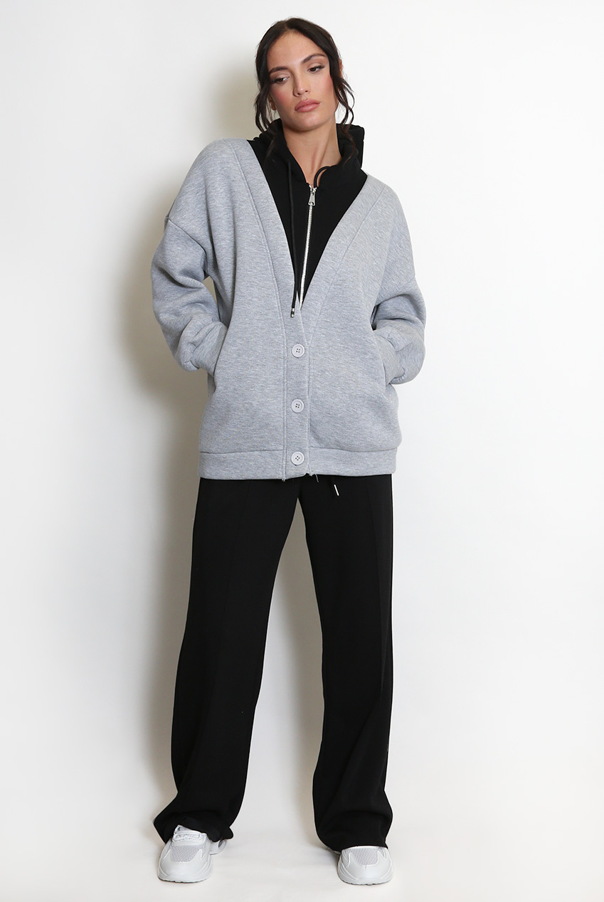 Button Front Hooded Sweatshirt- Buy Fashion Wholesale in The UK