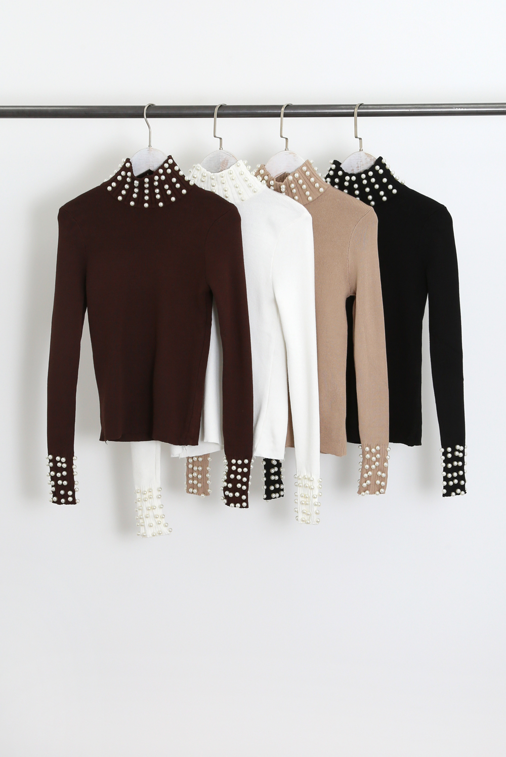 Ribbed Pearl Collar And Cuff Jumper- Buy Fashion Wholesale in The UK
