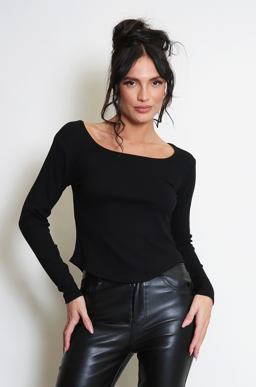 Dip Hem Wide Neck Top - Buy Fashion Wholesale in The UK