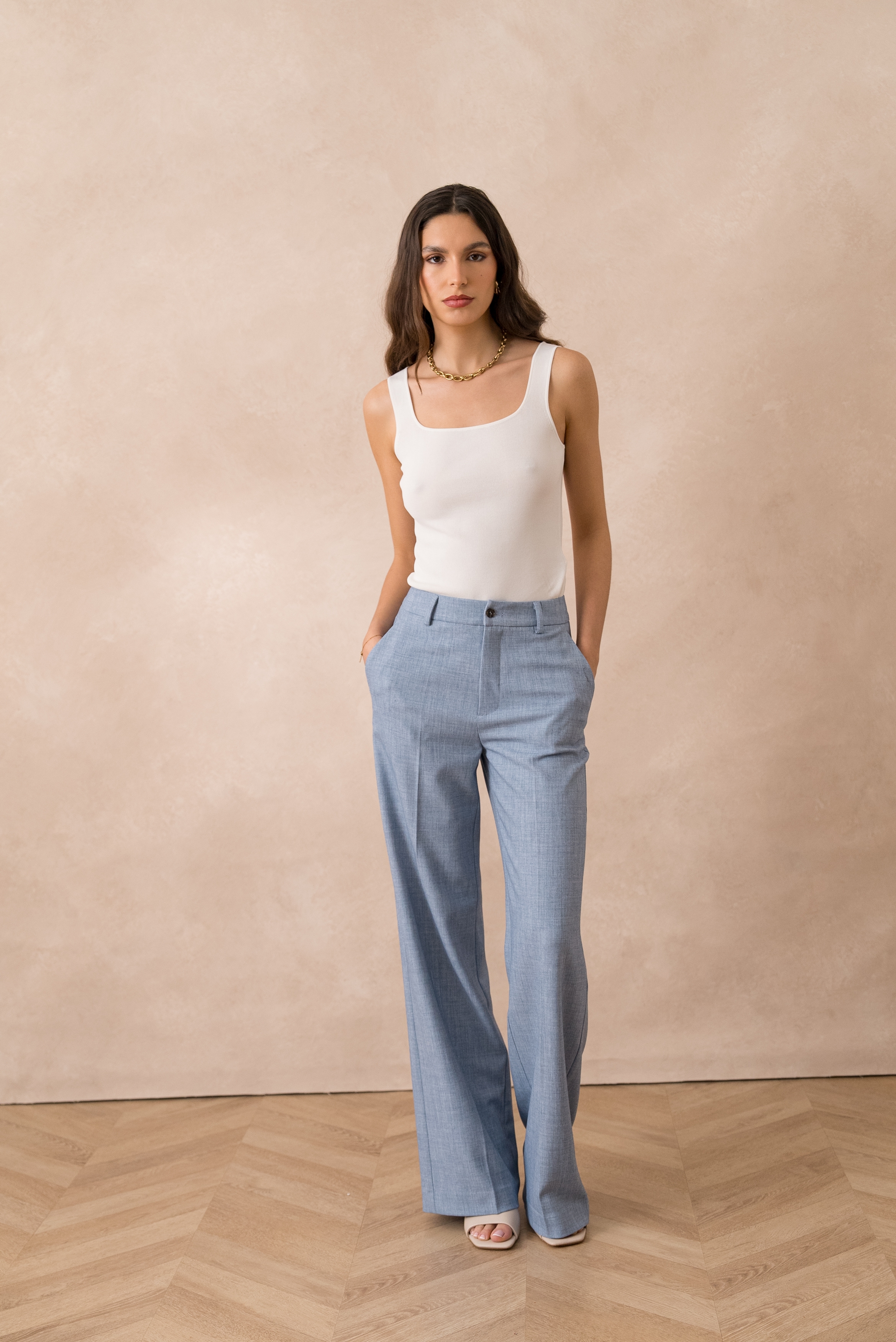 Tailored Wide Leg Long Trousers- Buy Fashion Wholesale in The UK