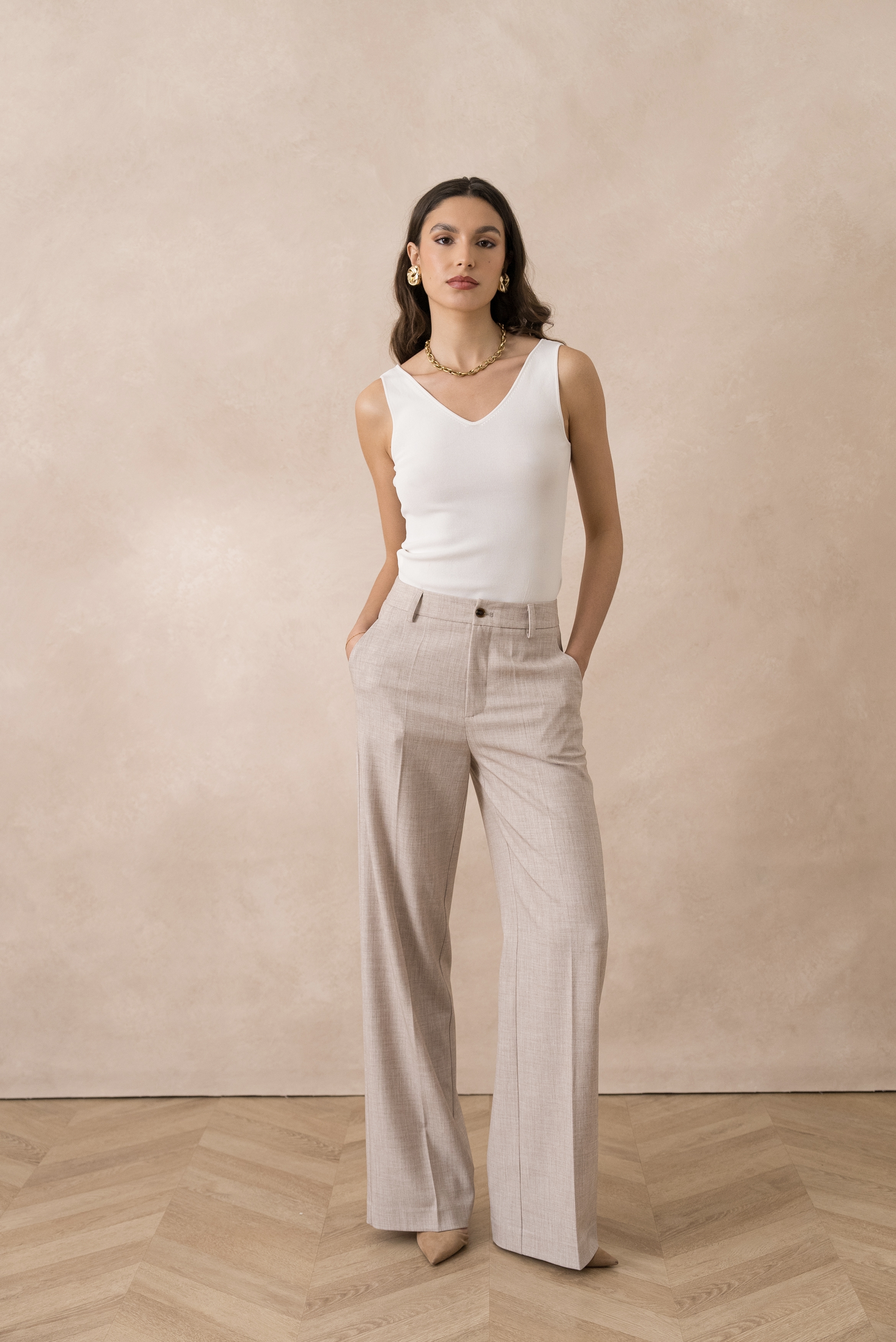 Tailored Wide Leg Long Trousers- Buy Fashion Wholesale in The UK
