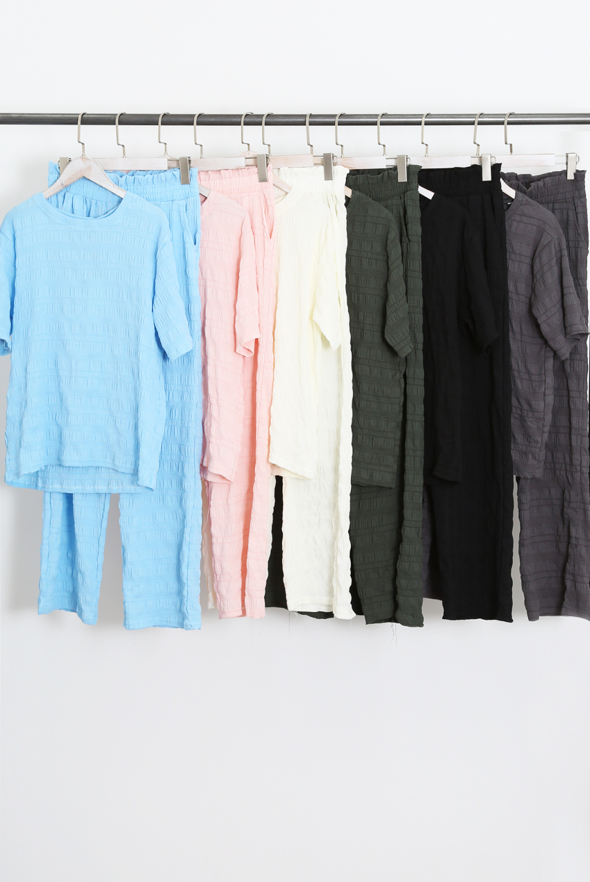 Waffle Texture Top And Trouser Set - Buy Fashion Wholesale in The UK