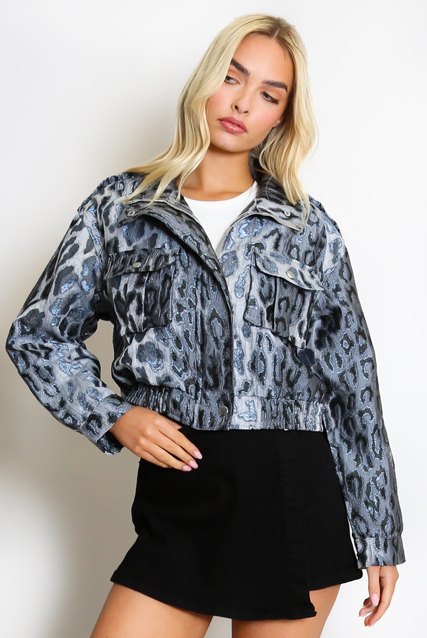 Leopard Cropped Zip Up Jacket - Buy Fashion Wholesale in The UK