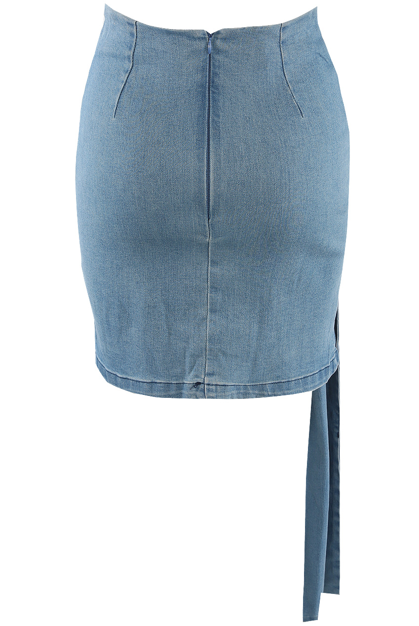 Rosette Gathered Denim Skirt - Buy Fashion Wholesale in The UK