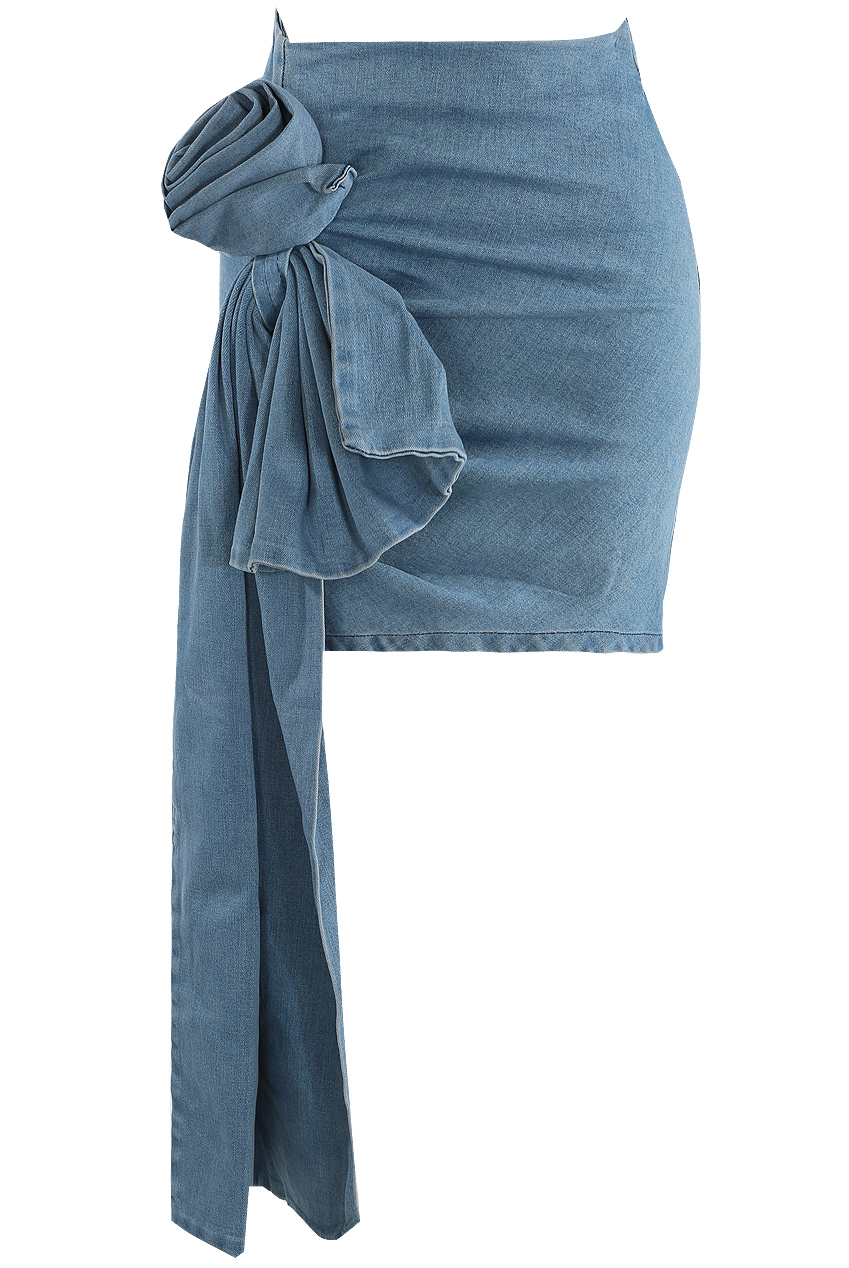 Rosette Gathered Denim Skirt - Buy Fashion Wholesale in The UK