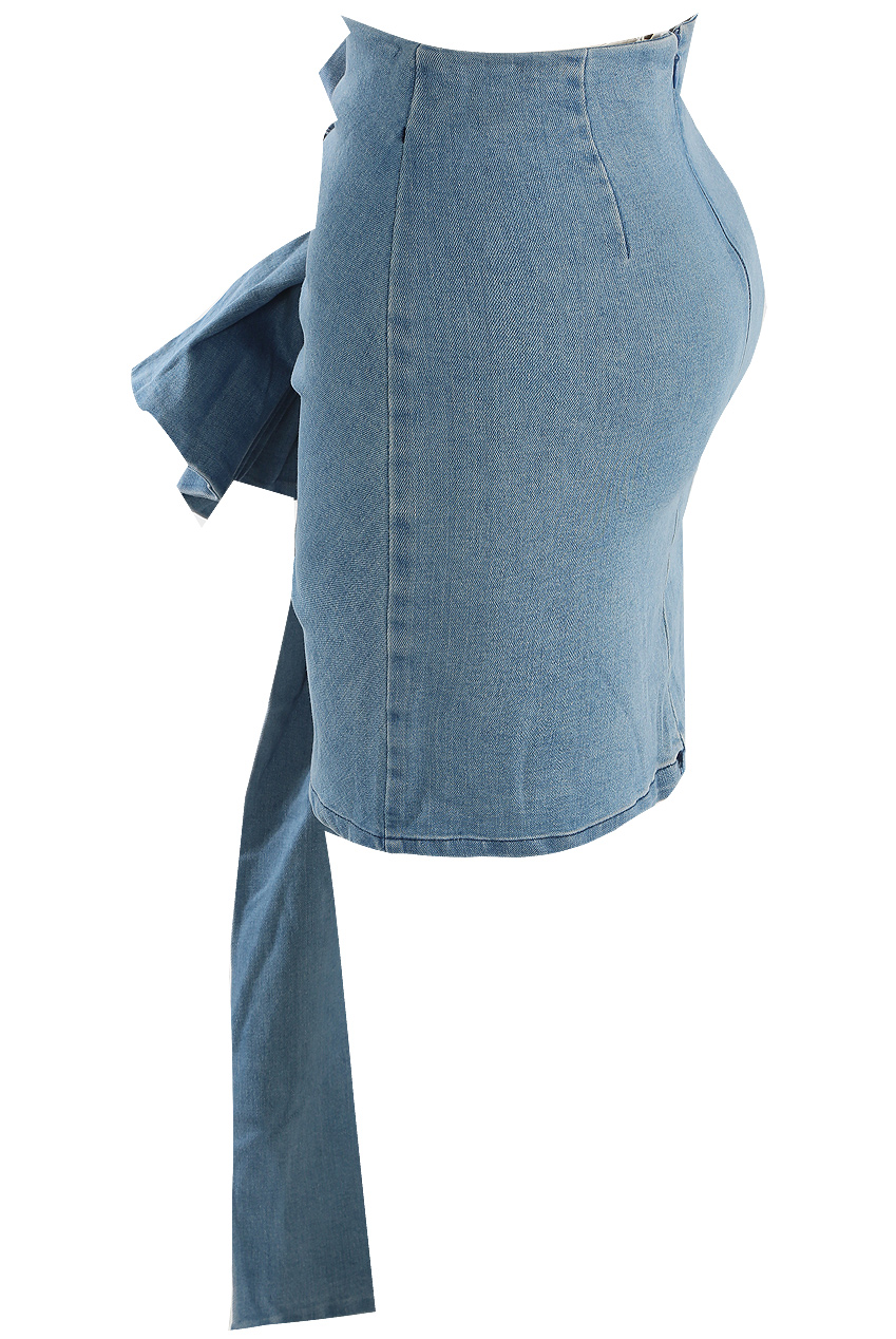 Rosette Gathered Denim Skirt - Buy Fashion Wholesale in The UK