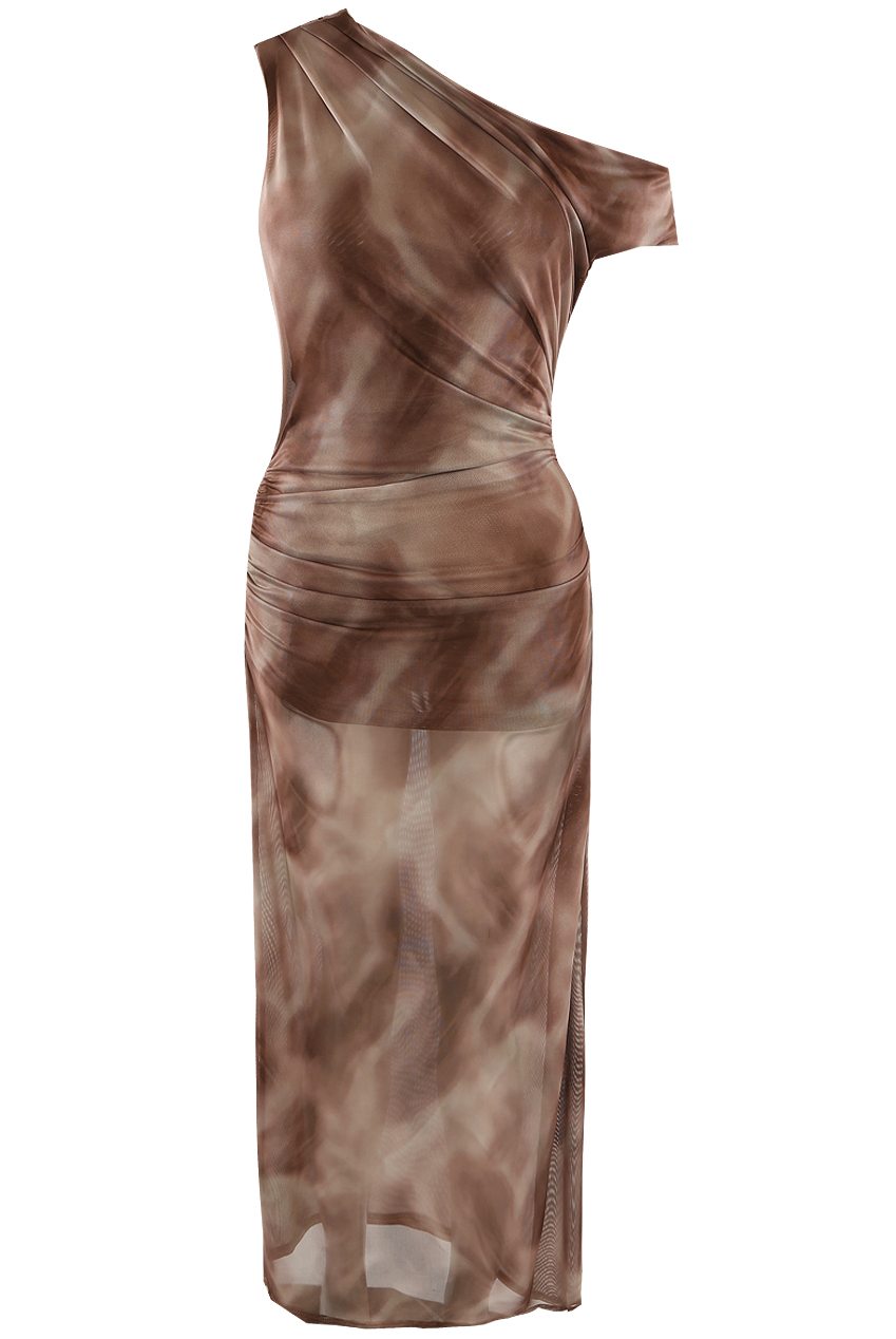Marble Print Asymmetric Shoulder Maxi Dress - Buy Fashion Wholesale in ...
