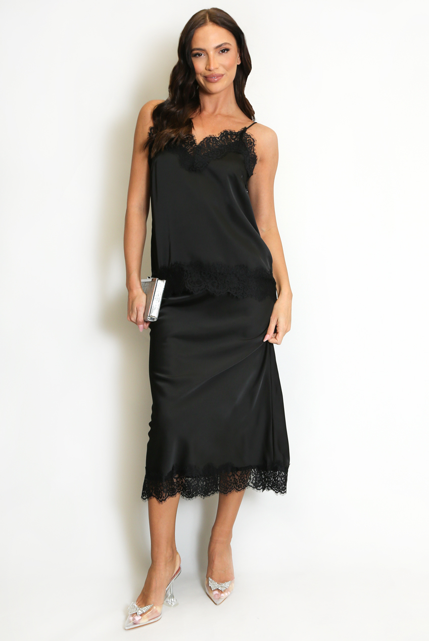 Lace Hem Cami And Satin Skirt Set - Buy Fashion Wholesale in The UK