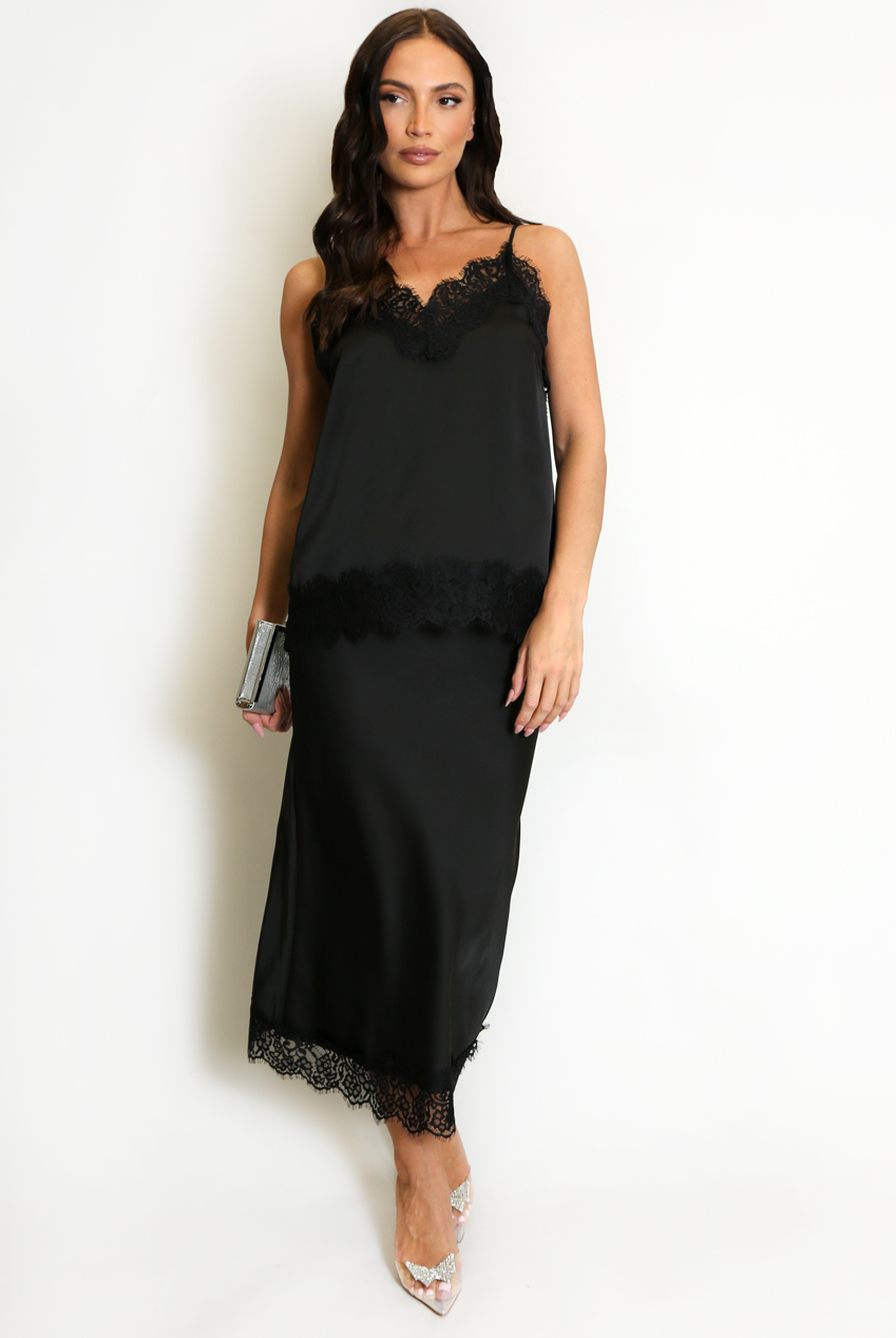 Lace Hem Cami And Satin Skirt Set - Buy Fashion Wholesale in The UK