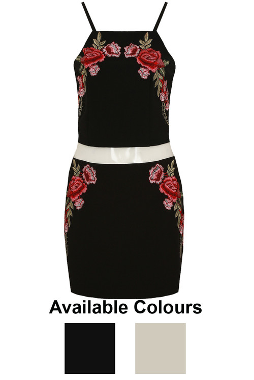 Flower Embroidered Two Piece Set - Buy Fashion Wholesale in The UK